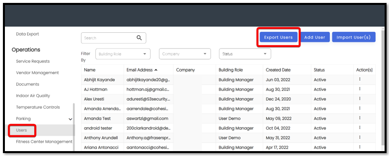 Exporting User Information (Web) – Cohesion