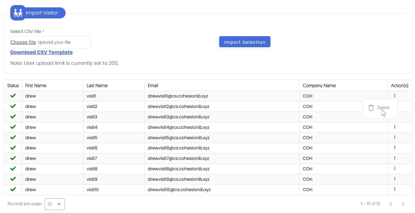 Bulk Import Multiple Visitors (Web) – Cohesion